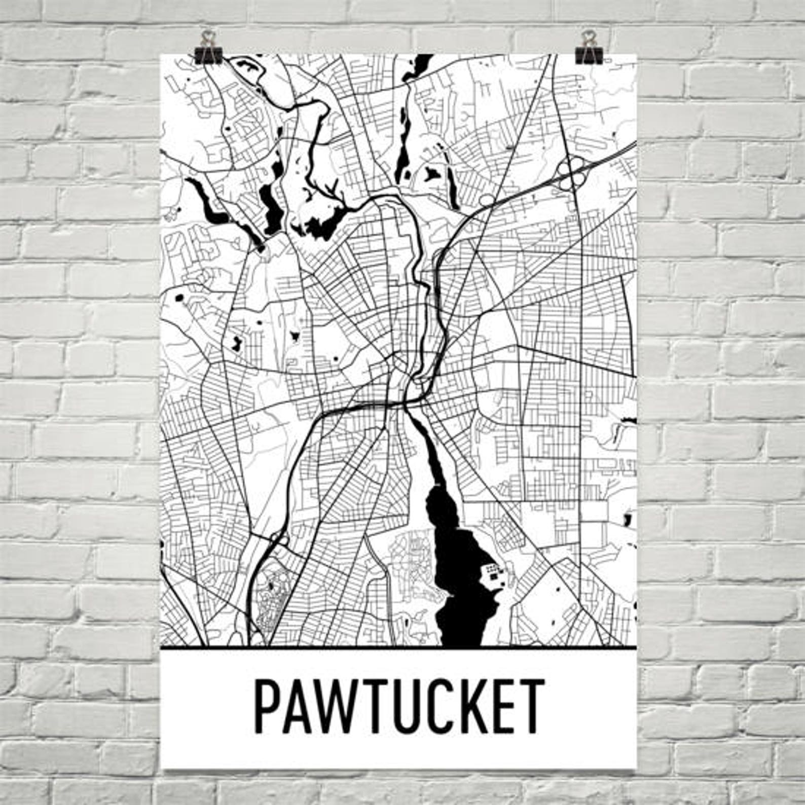 Pawtucket Map Pawtucket Art Pawtucket Print Pawtucket RI | Etsy