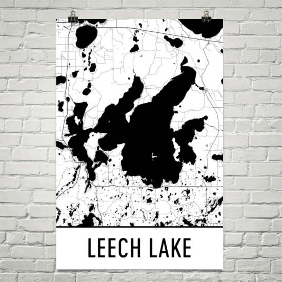 Leech Lake Minnesota Map Art Print, Lake Decor - Etsy