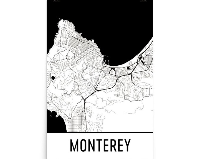 Old Monterey CA Map 1850 Vintage Language Capital of the World ...