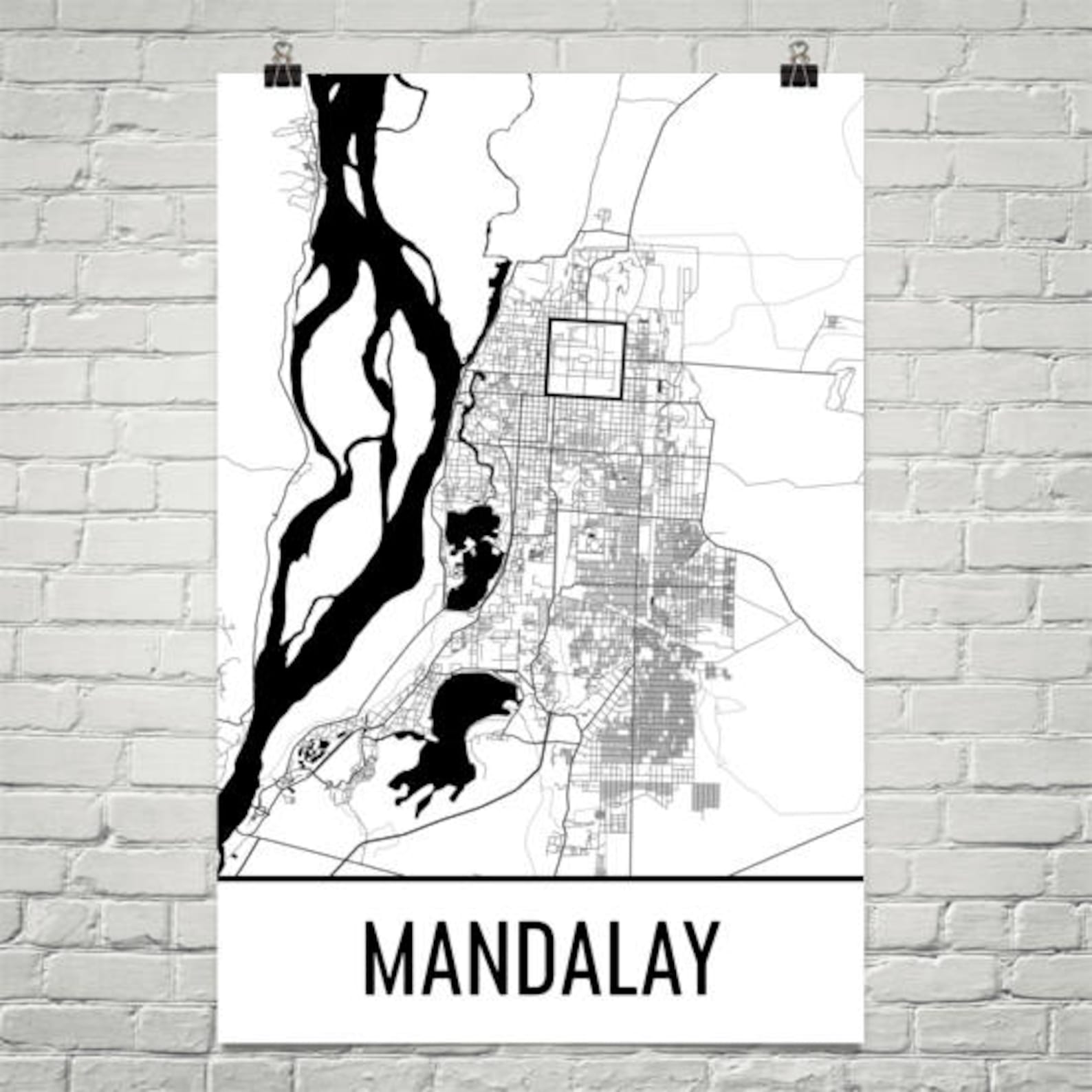 Mandalay Map Mandalay Art Mandalay Print Mandalay Myanmar - Etsy