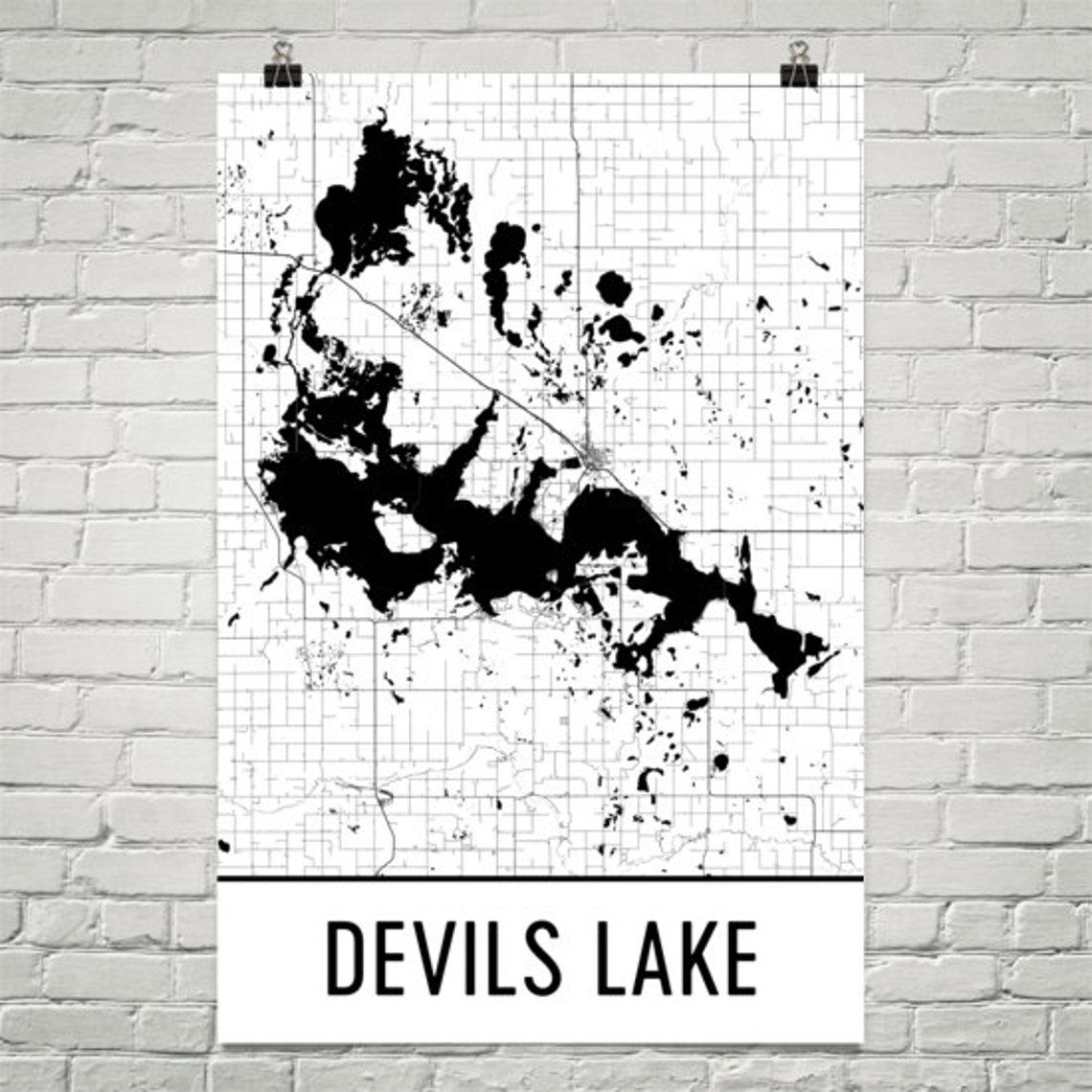 Devils Lake North Dakota Devils Lake ND Devils Lake Map - Etsy
