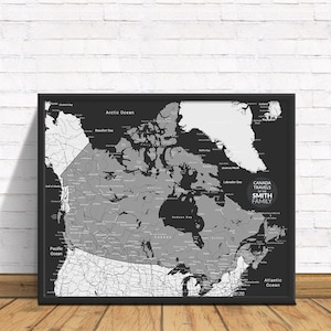Canada Grey Map With Pins, Push Pin Travel Map for Canadians, City Map ...