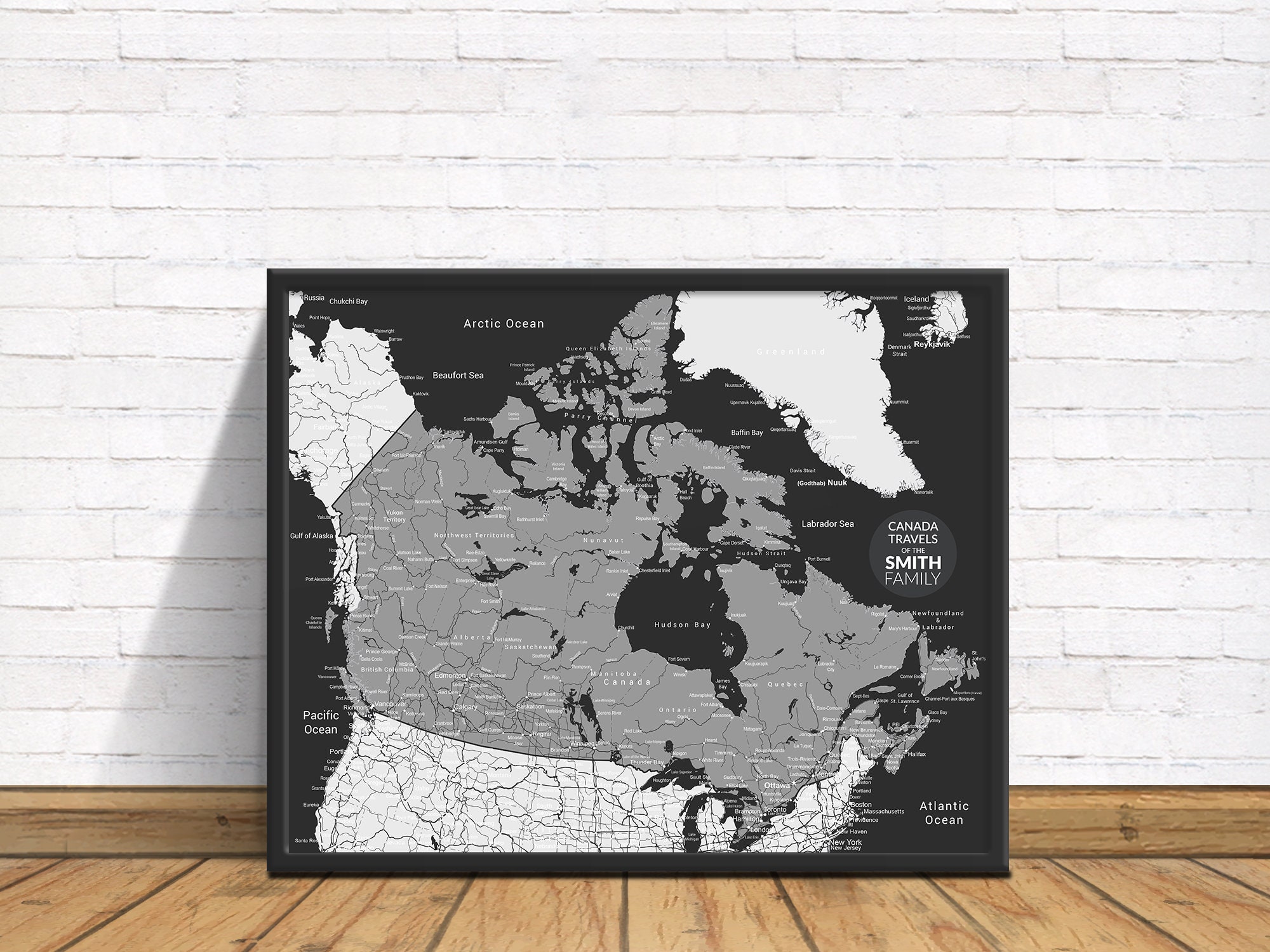 Canada Grey Map With Pins Push Pin Travel Map for Canadians - Etsy