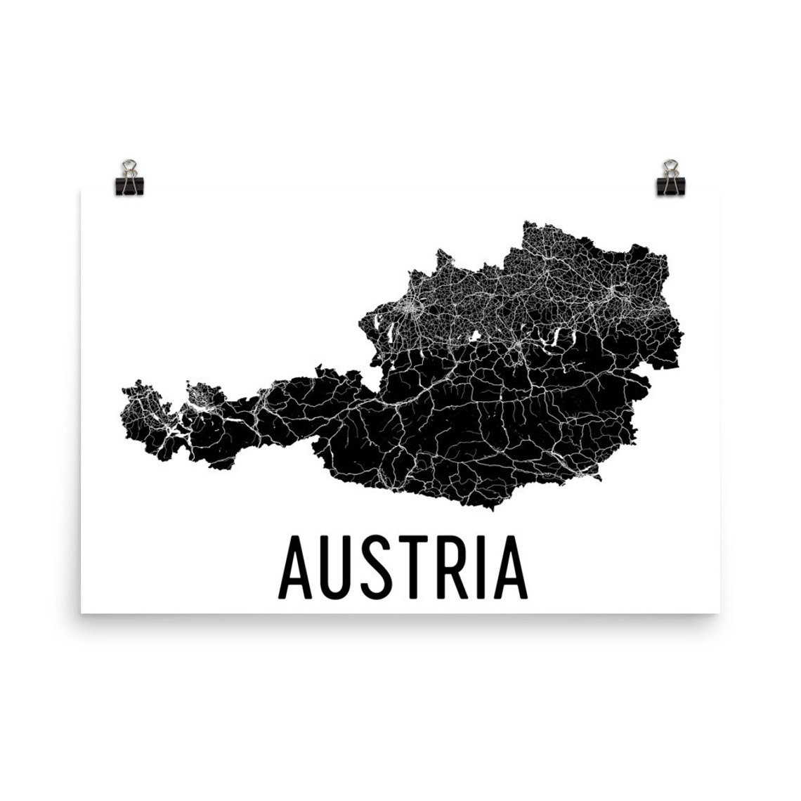 Austria Map Map of Austria Austria Art Austria Print | Etsy