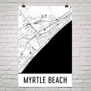 Myrtle Beach Map, Myrtle Beach Art, Myrtle Beach Print, Myrtle Beach SC ...