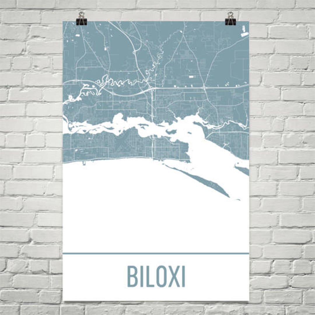 Biloxi Map, Biloxi Art, Biloxi Print, Biloxi MS Poster, Biloxi ...
