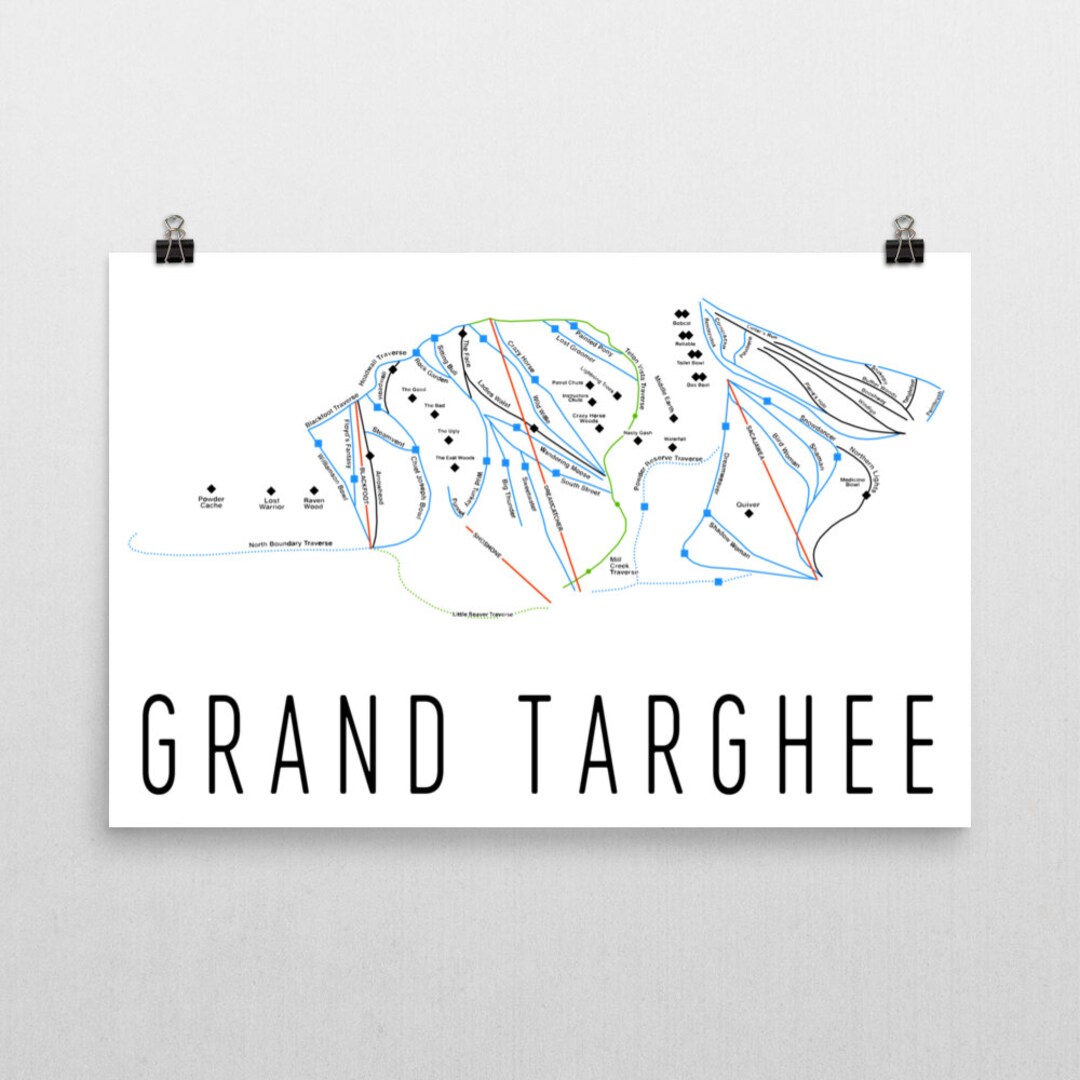 Grand Targhee Ski Trail Map Art Print: Wyoming Ski House Decor - Etsy