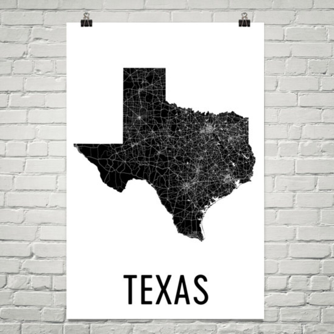 Texas Decor, Texas Map, Texas Art, Texas Print, Texas Wall Art, Texas ...