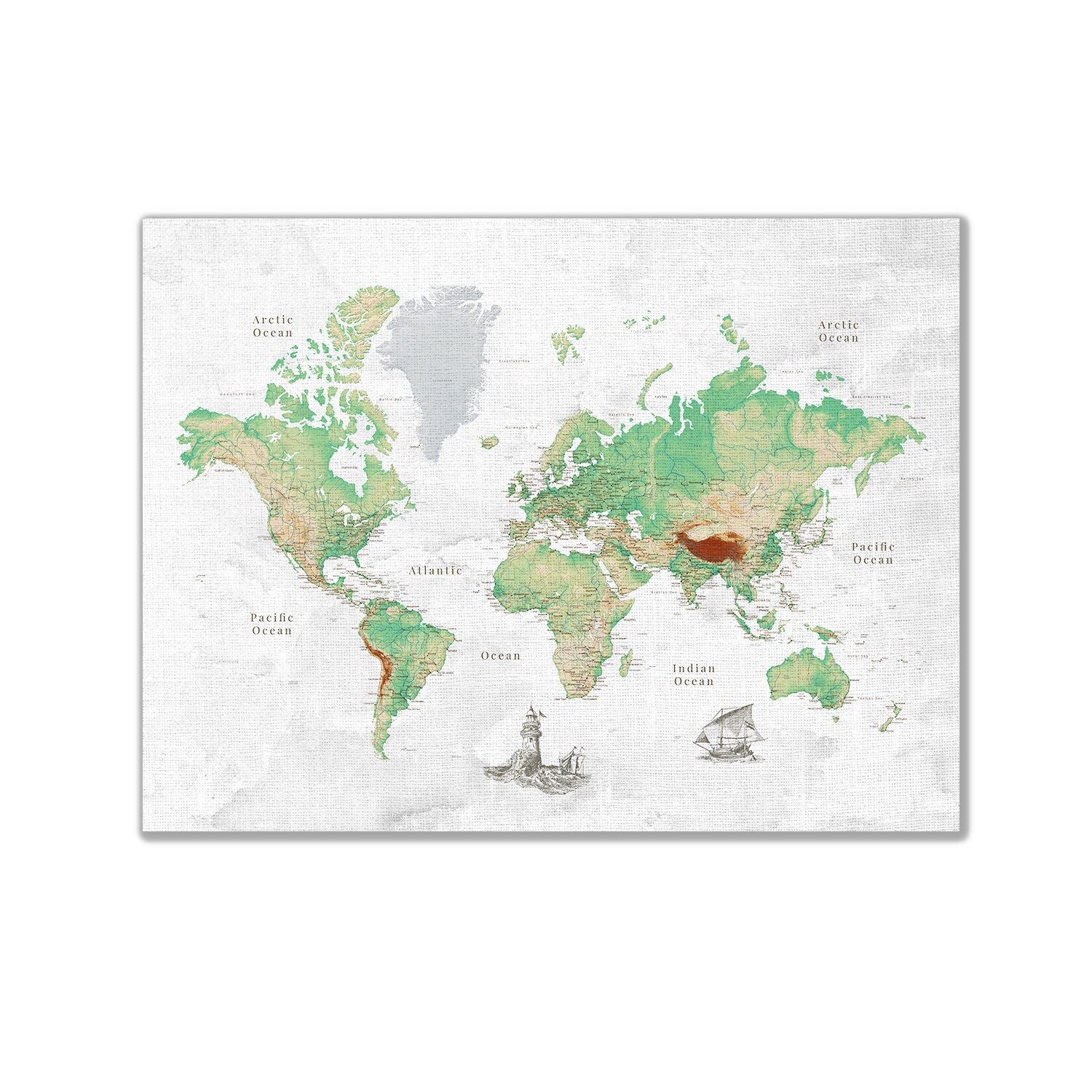 Vintage Topographic World Map Wall Art Push Pin Topographic | Etsy