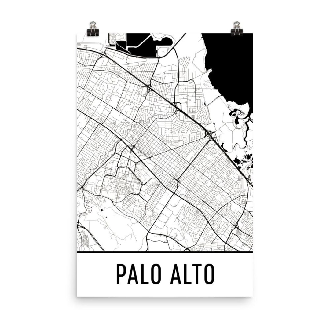 Palo Alto Map, Palo Alto Art, Palo Alto Print, Palo Alto CA Poster ...