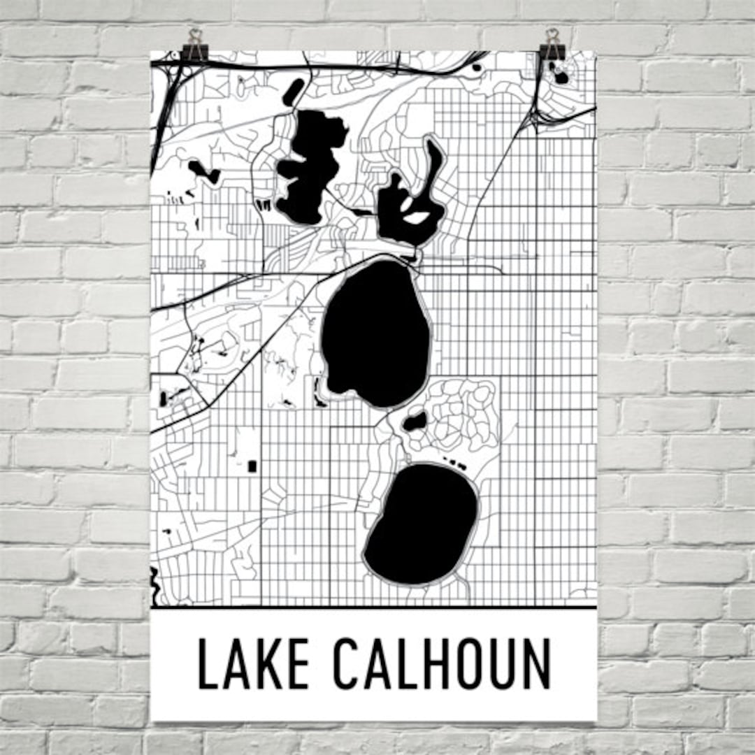 Lake Calhoun Map Print: Minneapolis Minnesota Art, Cottage Decor - Etsy