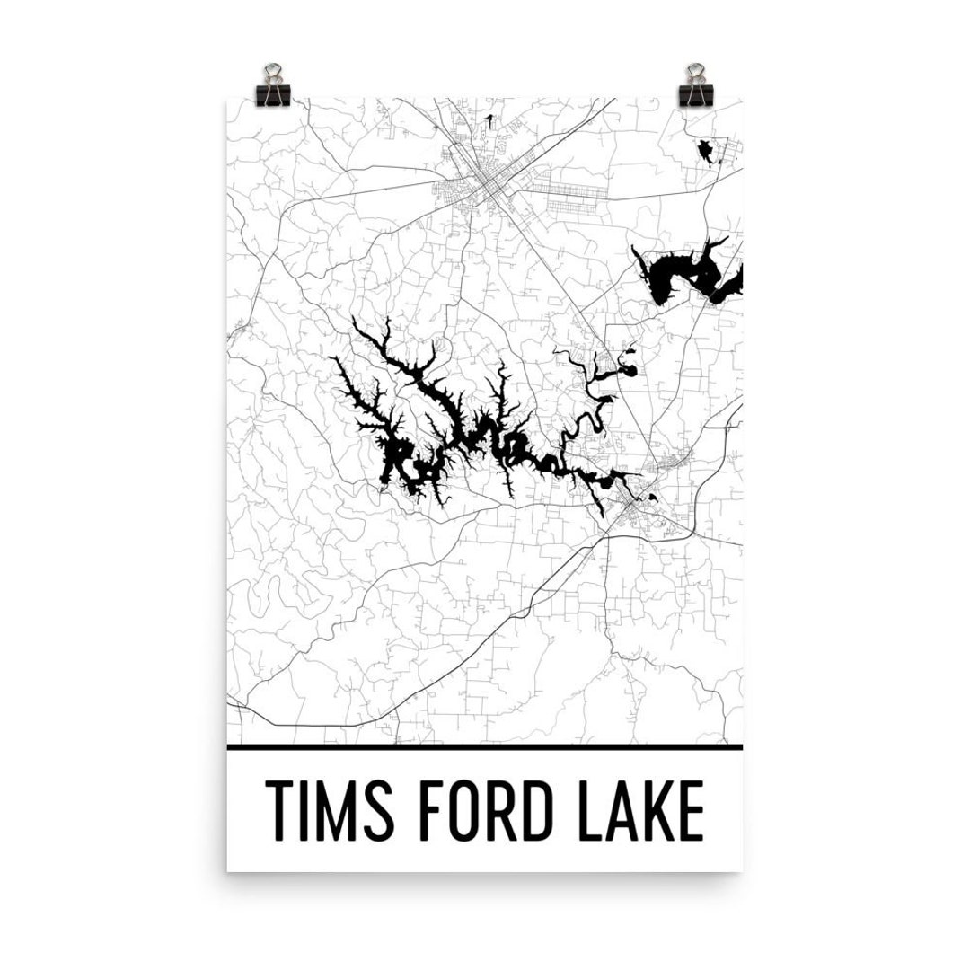 Tims Ford Lake Map Art: Tennessee Cottage Decor - Etsy
