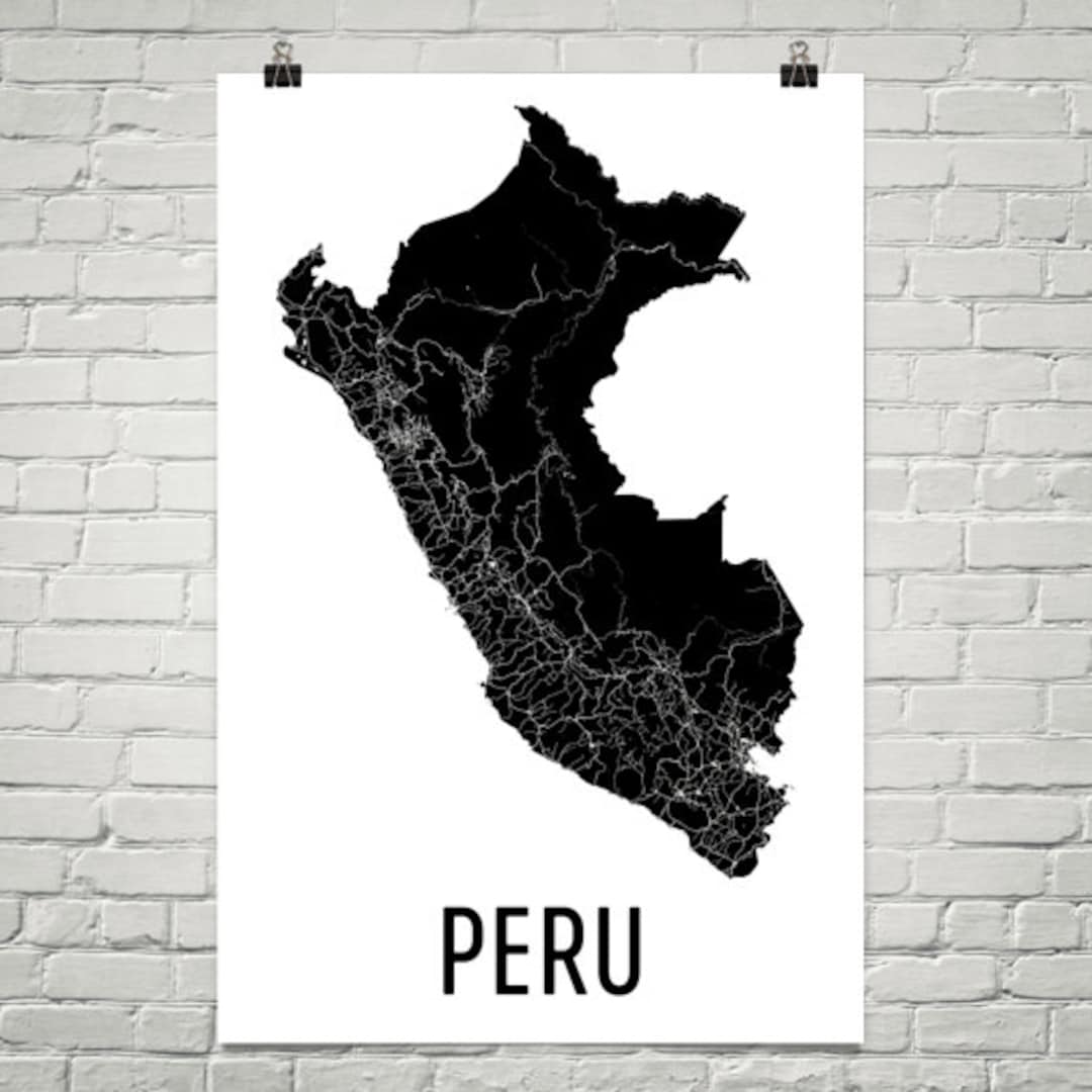 Peru Map, Map of Peru, Peruvian Art, Peru Poster, Peru Wall Art, Peru ...