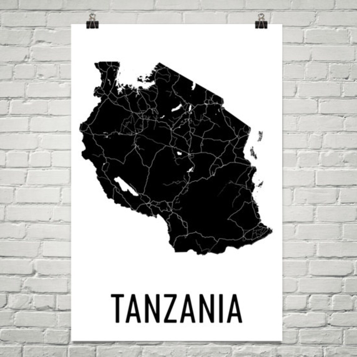 Tanzania Street Map Art Print, Modern Tanzanian Decor - Etsy
