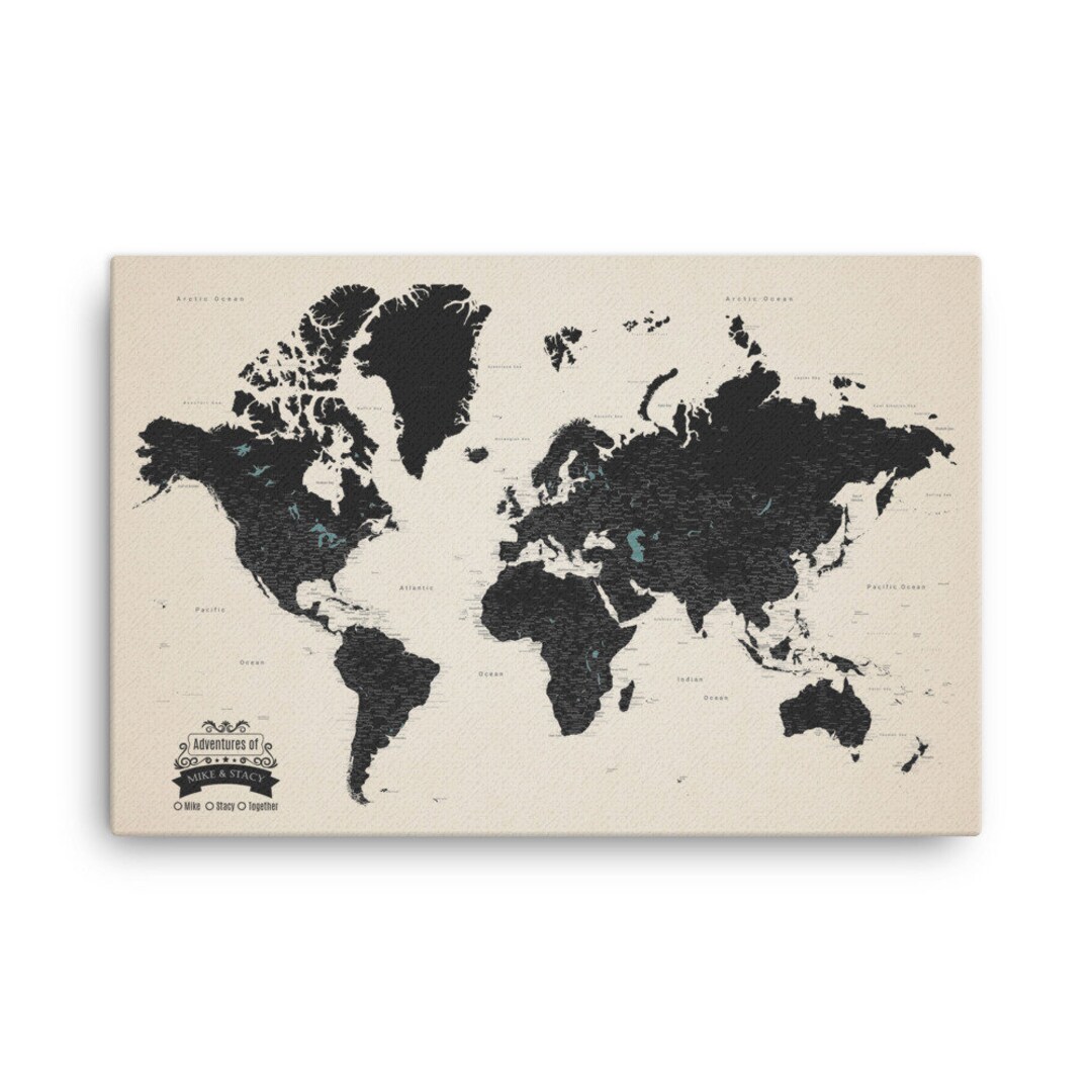 Personalized World Map Gift, Personalize Gift Map, World Map Wall Art ...