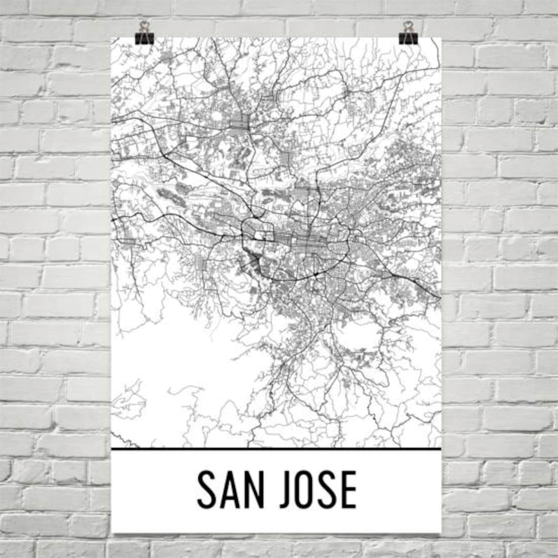 San Jose Map San Jose Art San Jose Print San Jose Costa - Etsy
