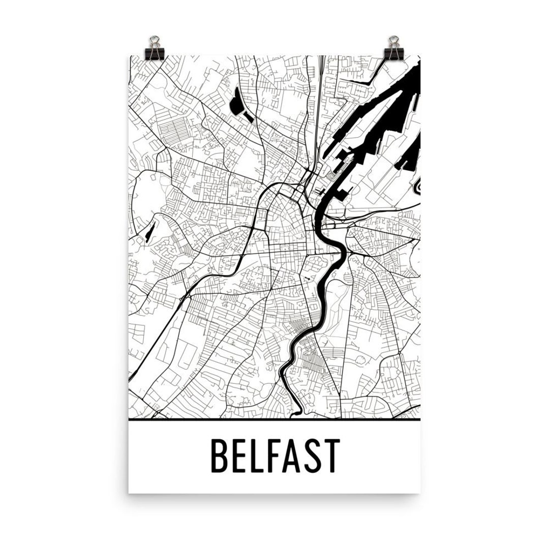 Belfast Map, Belfast Art, Belfast Print, Belfast Northern Ireland ...