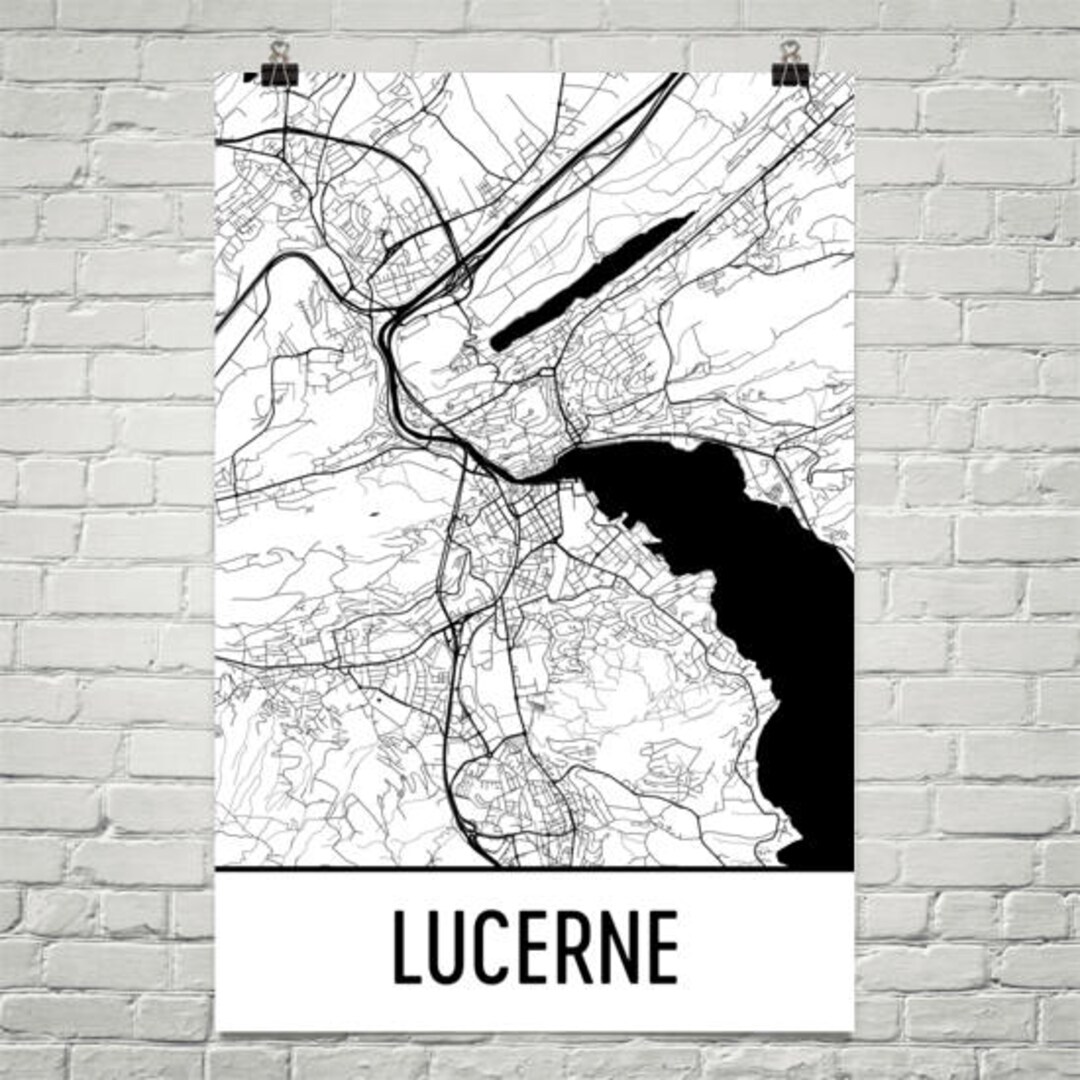 Lucerne Switzerland Print, Lucerne Map, Lucerne Art, Lucerne Print ...