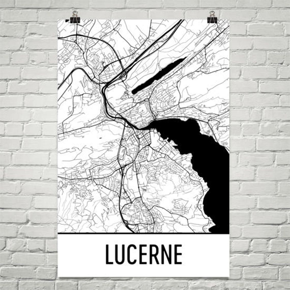 Lucerne Switzerland Print Lucerne Map Lucerne Art Lucerne | Etsy