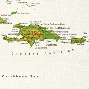 Caribbean Push Pin Map, Caribbean Island Map, Map of Caribean, Cruise ...