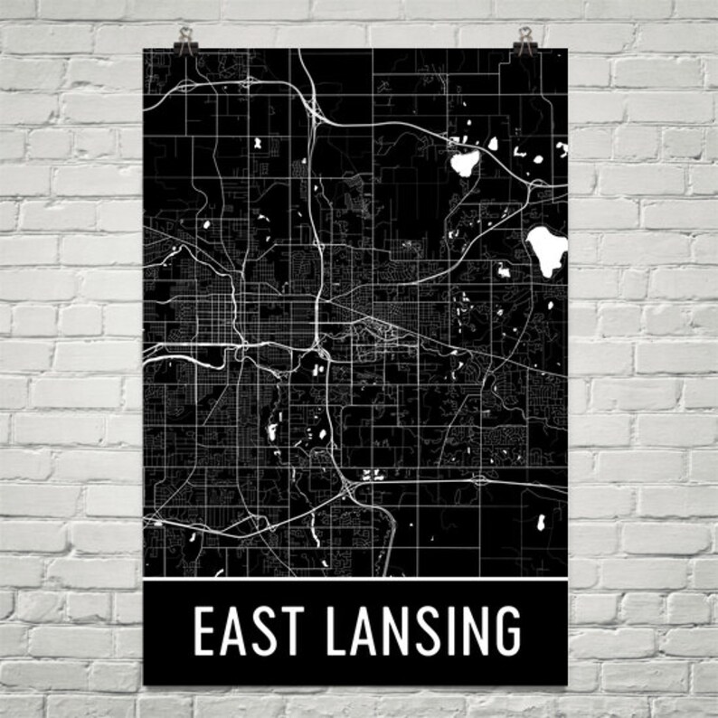 East Lansing Street Map Art Print: Michigan Cityscape Poster - Etsy
