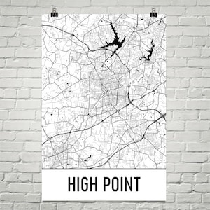 High Point Map, High Point Art, High Point Print, High Point NC Poster ...