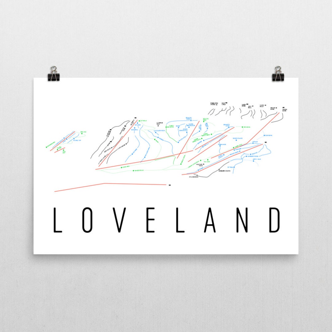 Loveland Ski Map Art, Loveland Pass Colorado, Loveland Trail Map ...