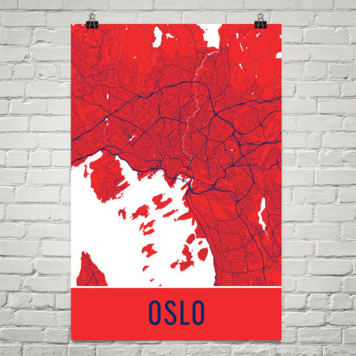 Oslo Map Oslo Art Oslo Print Oslo Norway Poster Oslo Wall - Etsy
