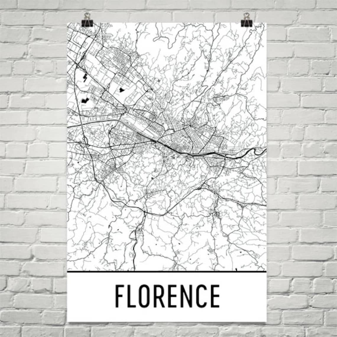 Florence Italy Map Florence Poster Florence Wall Art - Etsy