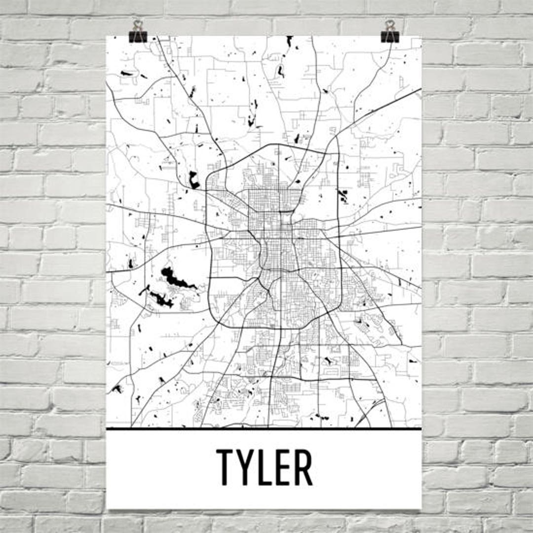 Tyler Map, Tyler Art, Tyler Print, Tyler TX Poster, Tyler Wall Art ...
