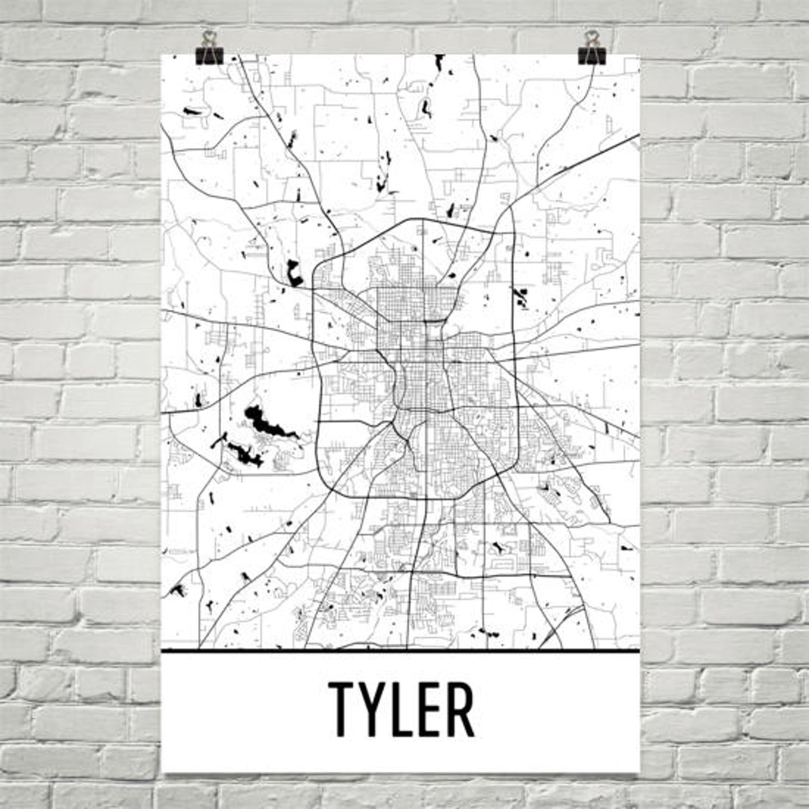 Tyler Map Tyler Art Tyler Print Tyler TX Poster Tyler Wall - Etsy