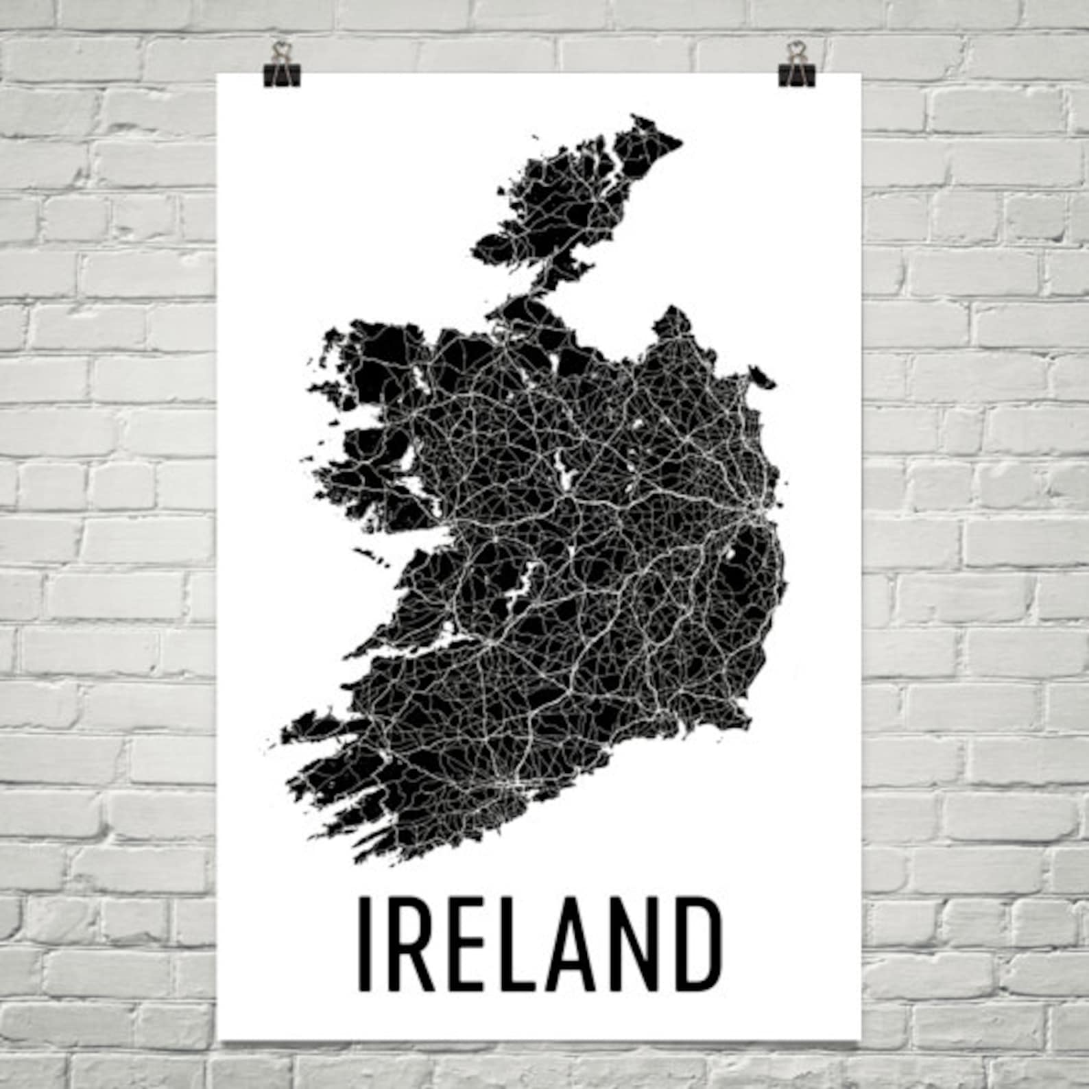 Ireland Map Map of Ireland Ireland Print Irish Wall Art - Etsy