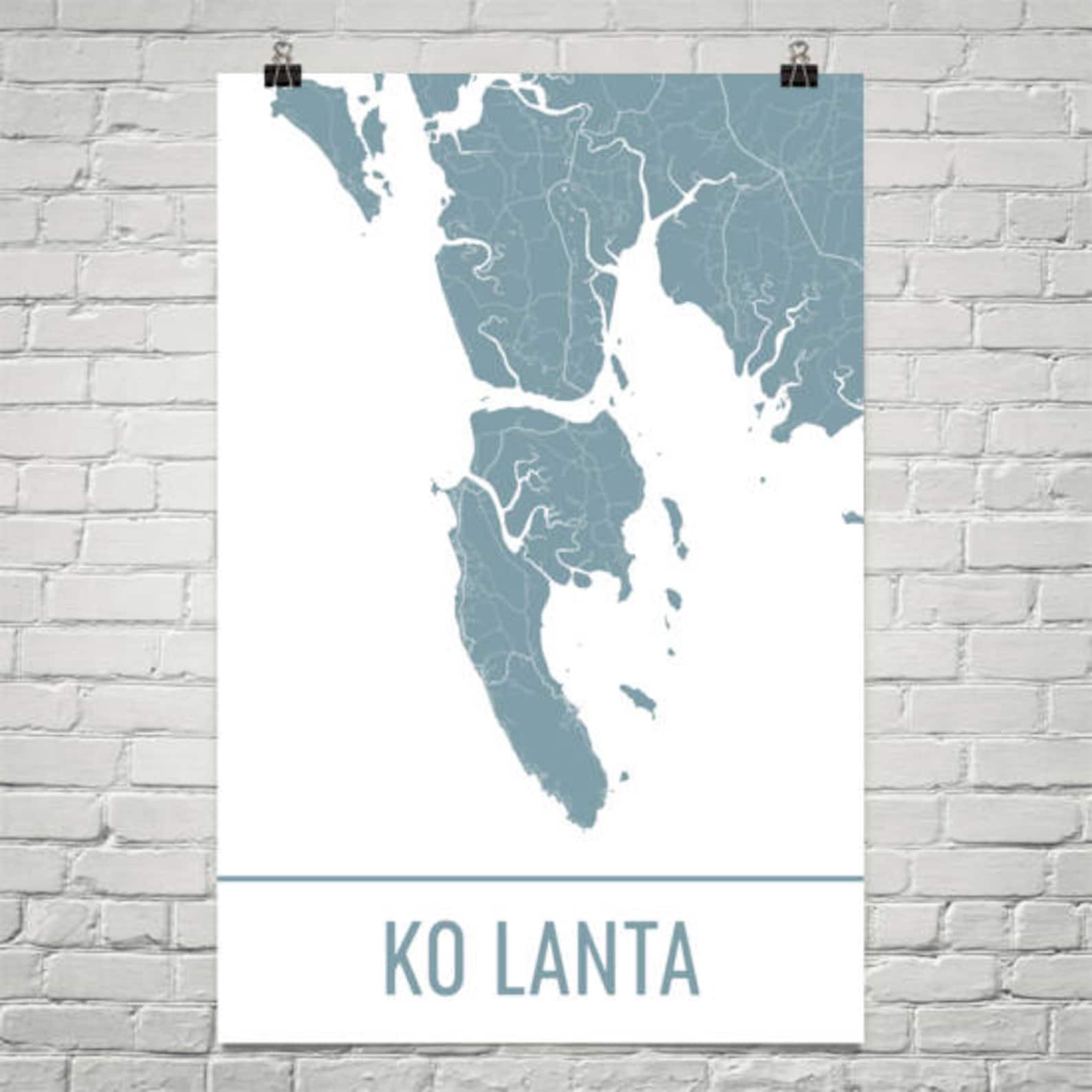 Ko Lanta Map Ko Lanta Art Ko Lanta Print Ko Lanta Thailand - Etsy