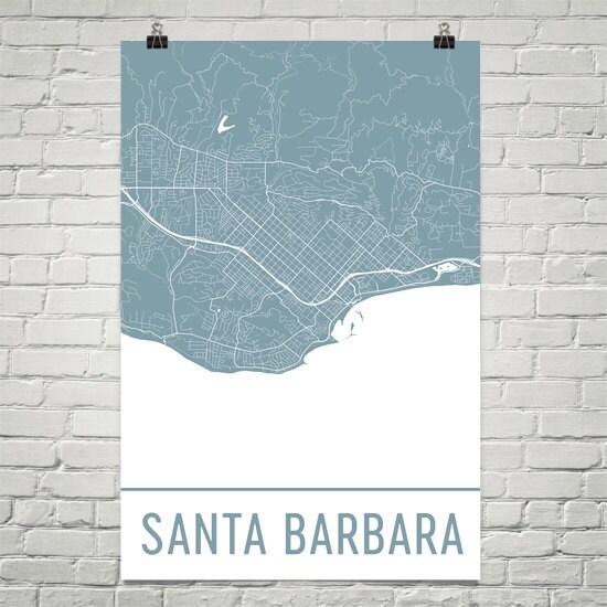 Santa Barbara Map, Santa Barbara Art, Santa Barbara Print, Santa ...