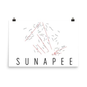 Sunapee Ski Map Art, Mount Sunapee NH, Sunapee Trail Map, Mt. Sunapee ...