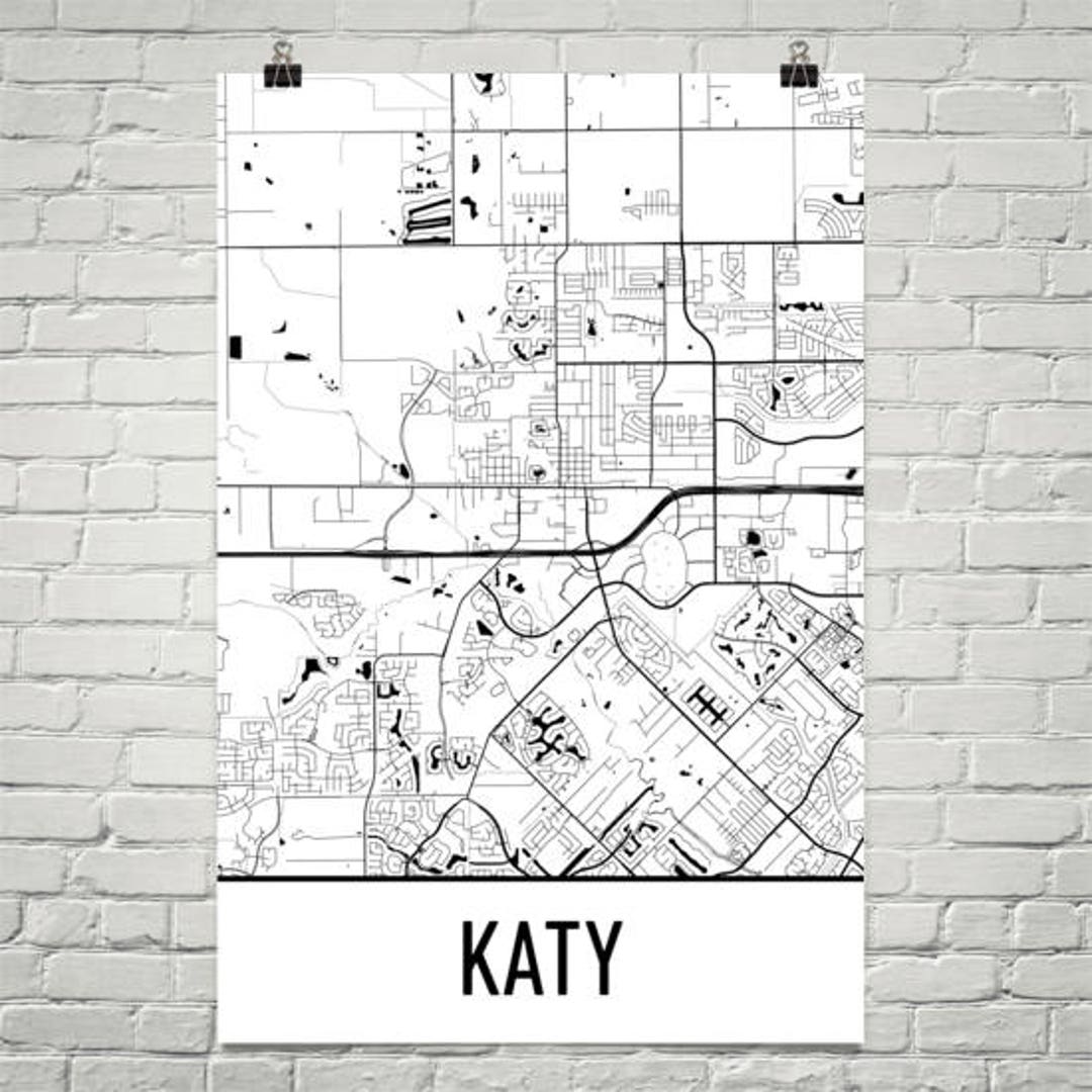 Katy Map, Katy Art, Katy Print, Katy TX Poster, Katy Wall Art, Katy ...