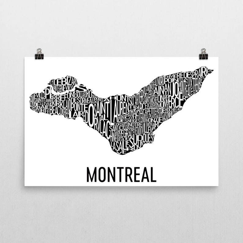 Montreal Typography Neighborhood Map Print City Poster Art - Etsy