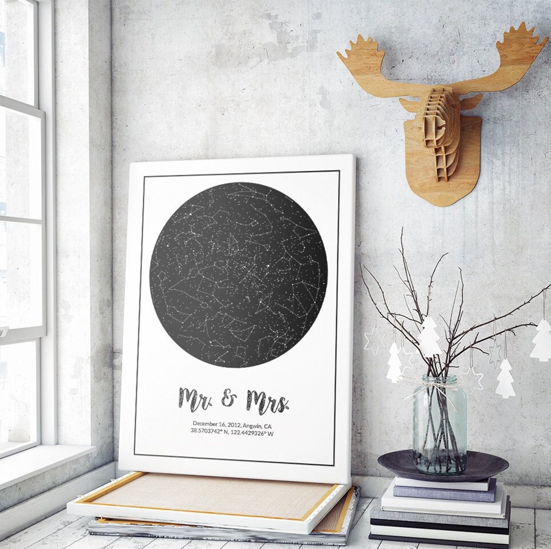 Personalized Star Map by Date - Anniversary Gift for Him or Her - 1 ...