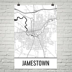 Jamestown NY Map, Jamestown Art, Jamestown Print, Jamestown NY Poster ...