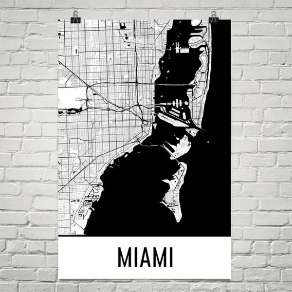 Miami Map Print - Etsy