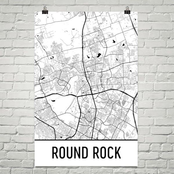 Round Rock Texas Map Poster - Etsy