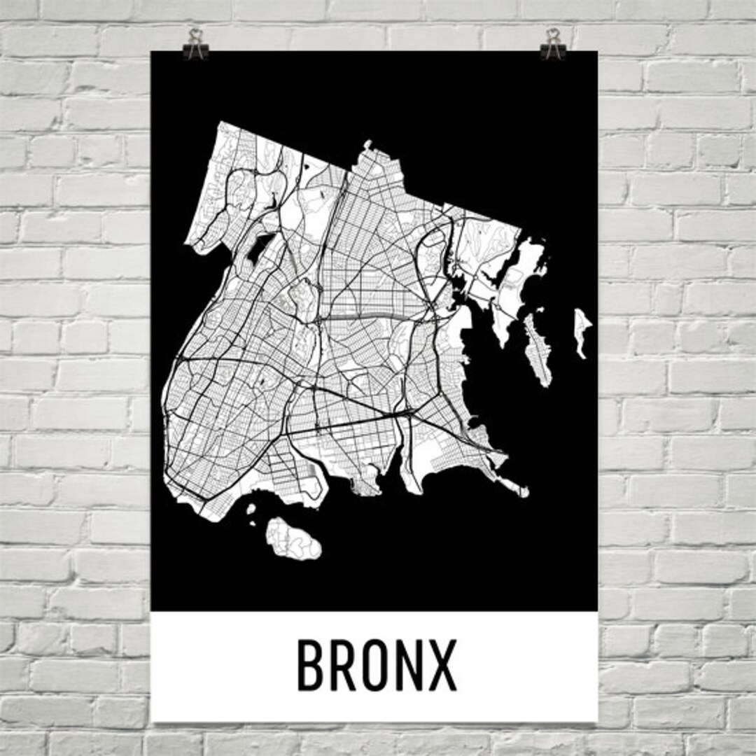 Bronx Map, Bronx Art, Bronx Print, Bronx NY Poster, Bronx Wall Art ...