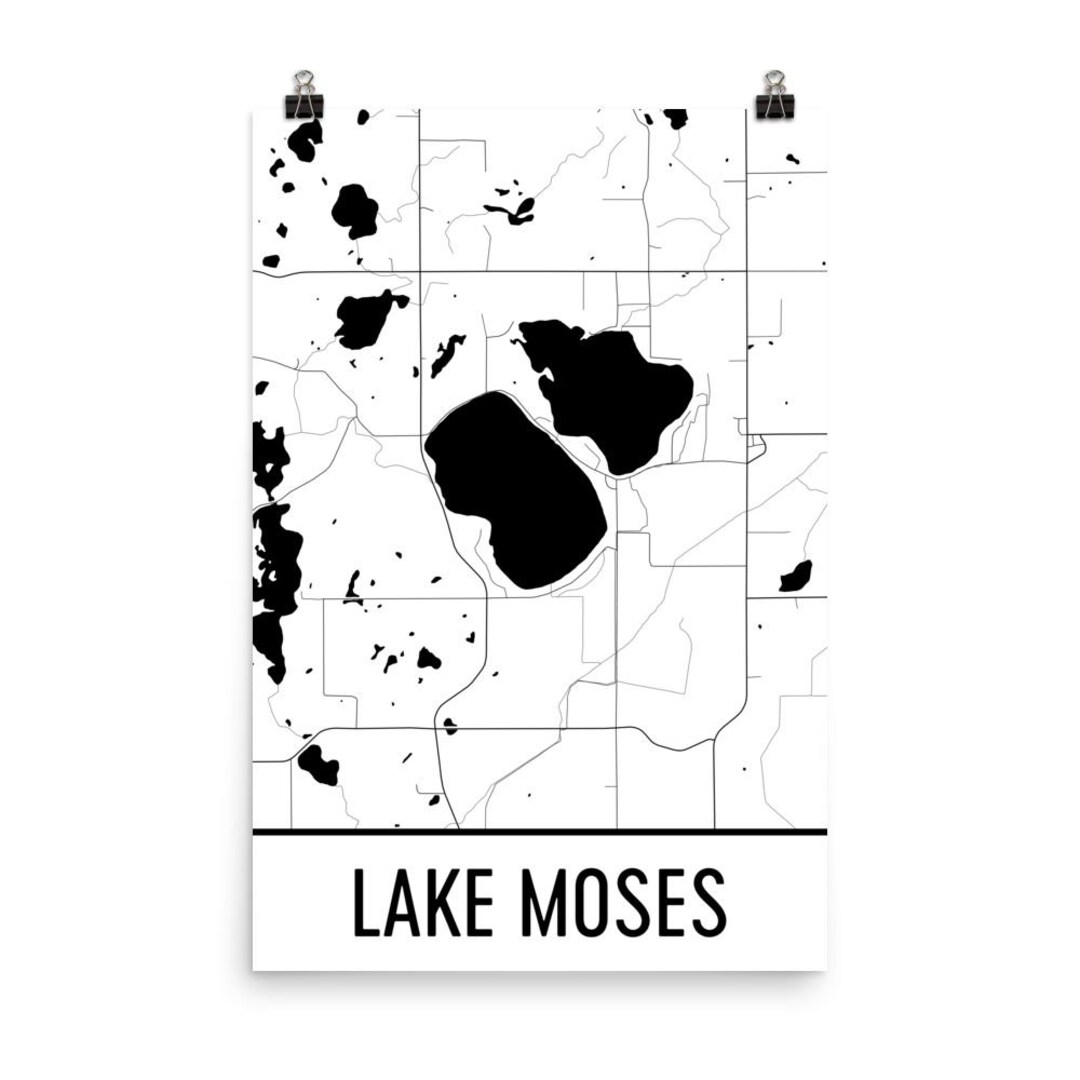Lake Moses Minnesota Map Art Print: Modern Cottage Decor - Etsy