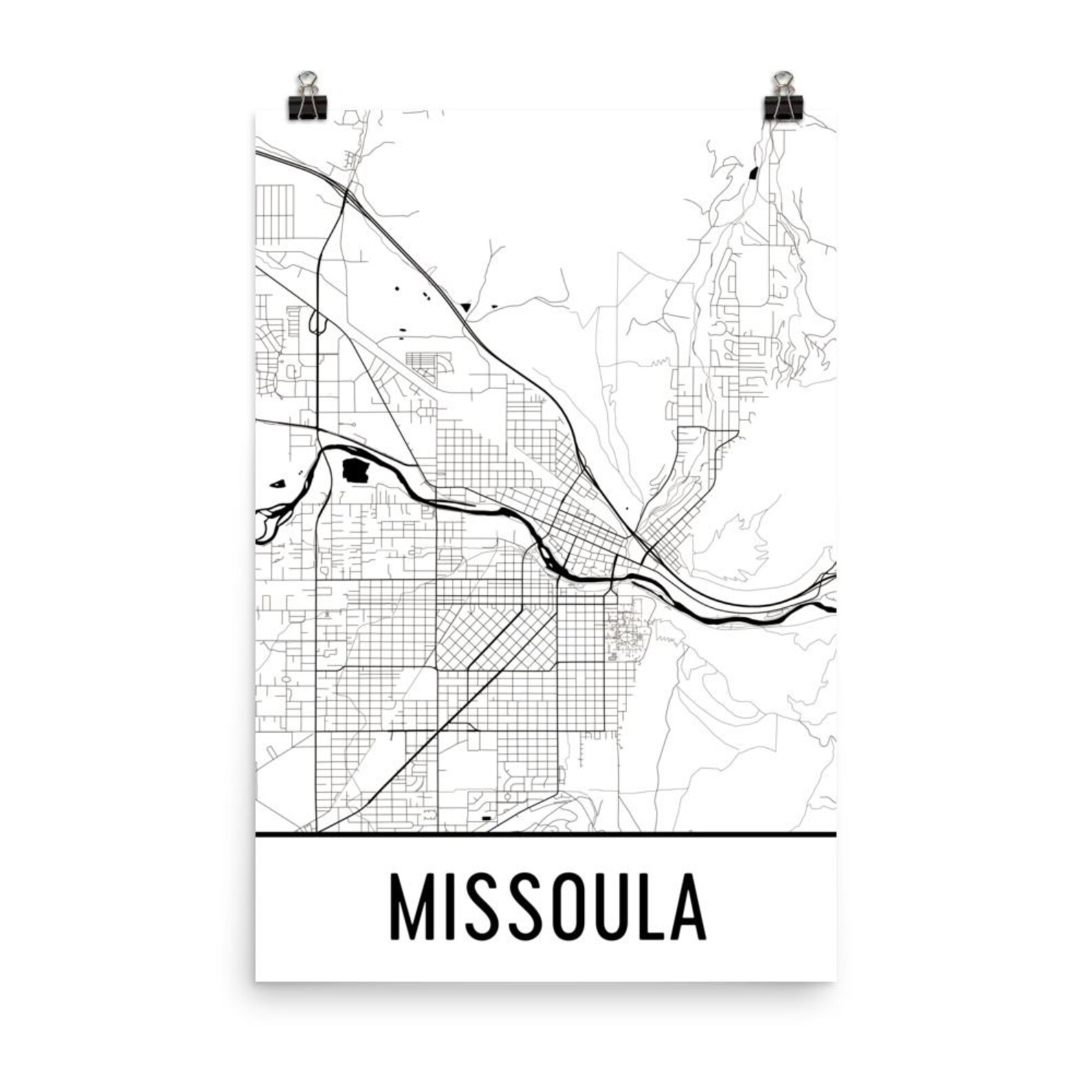 Missoula Map Missoula Art Missoula Print Missoula MT - Etsy
