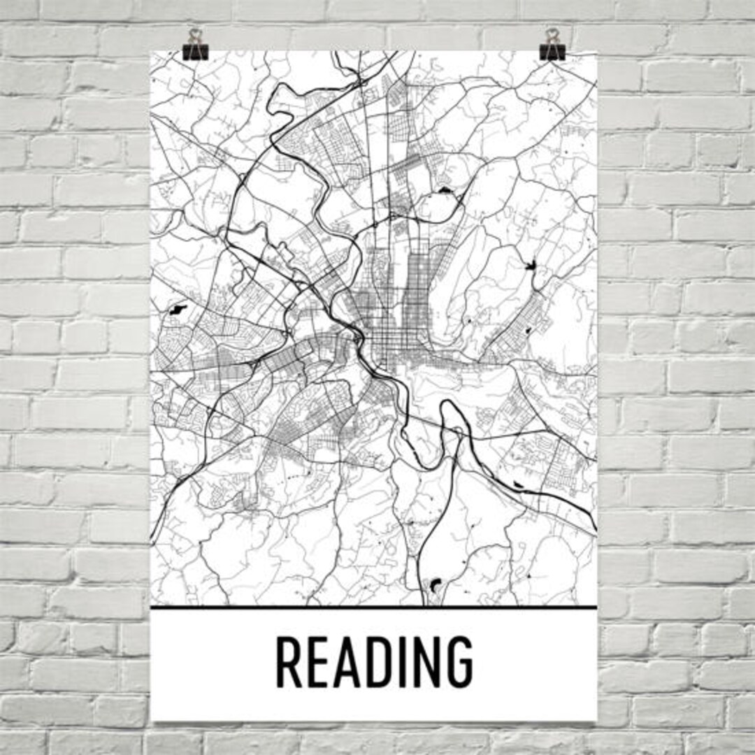 Reading Map, Reading Art, Reading Print, Reading PA Poster, Reading ...