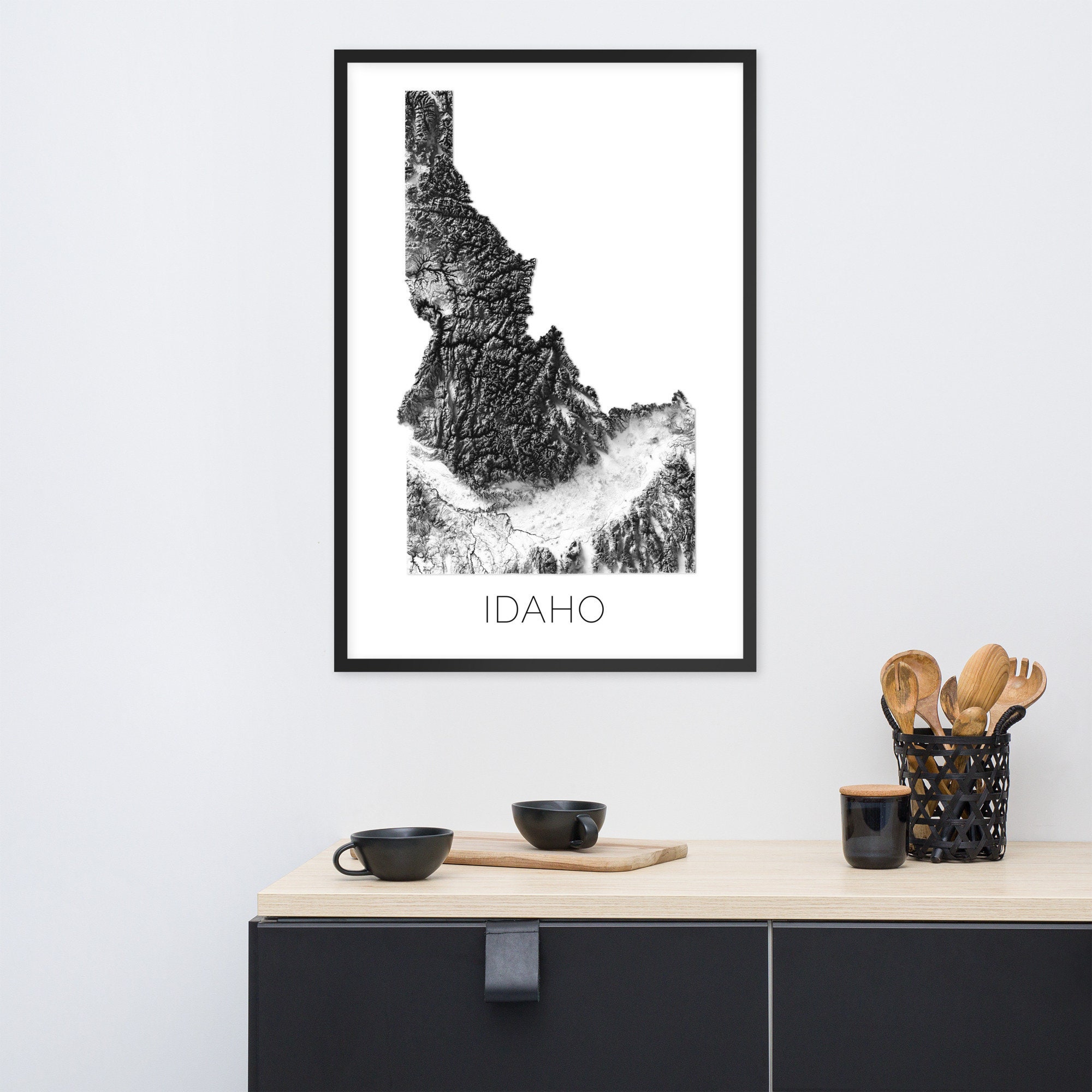 Idaho Topographic Map Map of Idaho ID Map Idaho Decor - Etsy