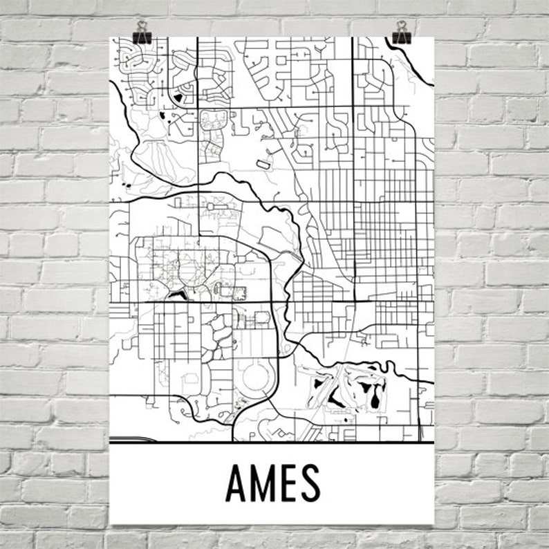 Ames IA Map Ames Art Ames Print Ames Iowa Art Poster Ames - Etsy