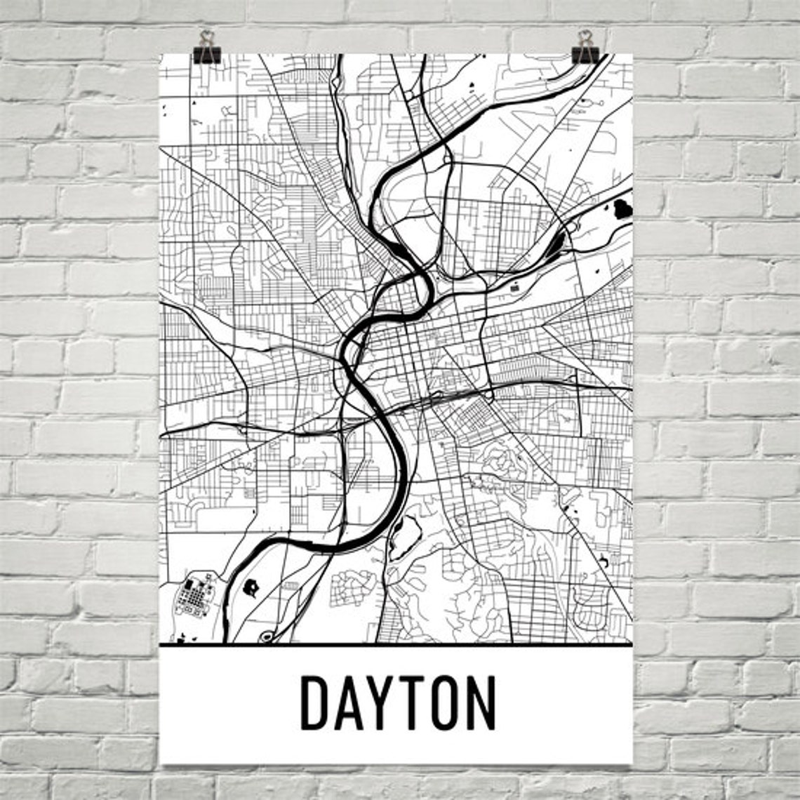 Dayton OH Map Dayton Art Dayton Print Dayton Ohio Art - Etsy