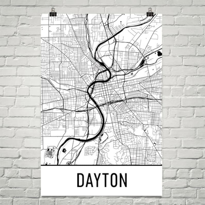 Dayton OH Map Dayton Art Dayton Print Dayton Ohio Art | Etsy