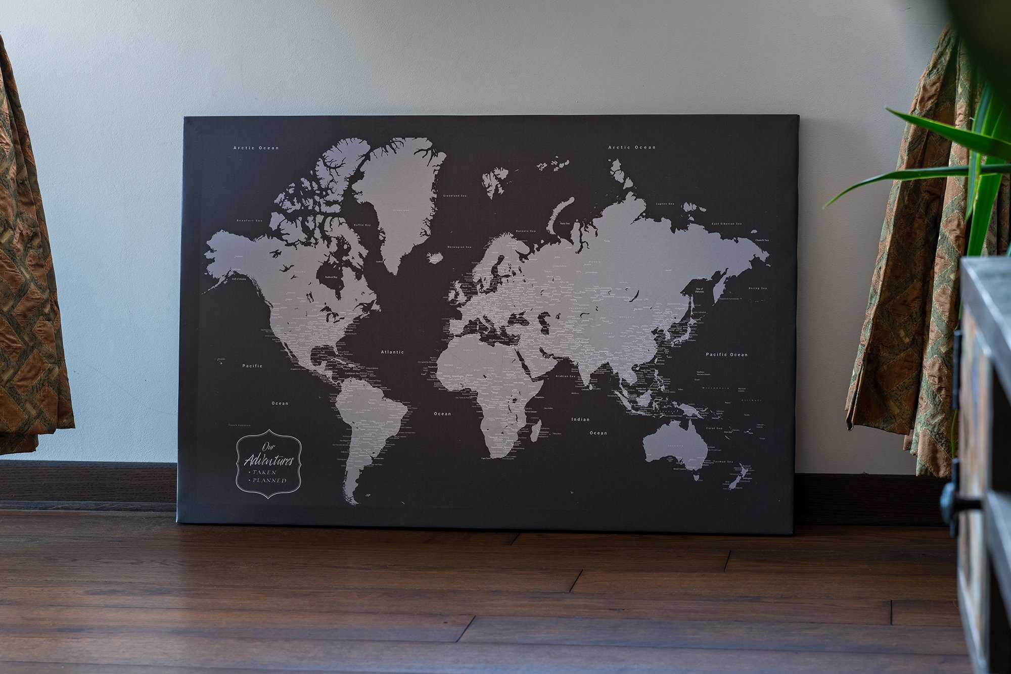 World Map Wall Decor, Canvas World Map, Custom World Map, Detailed ...